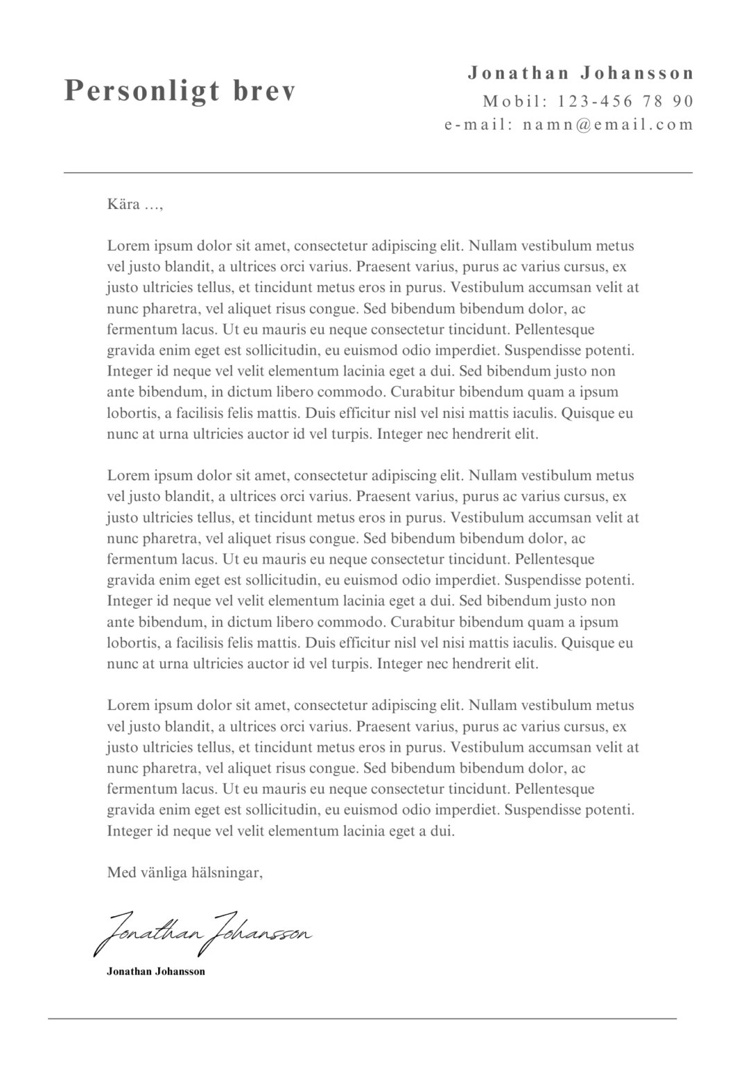 Gratis CV-mallar och mallar för personligt brev | Allakando